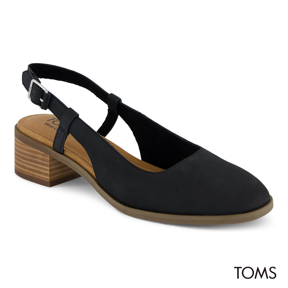 TOMS Women Jaclyn Slingback Black Nubuck Leather Heels – Bratpack Indonesia
